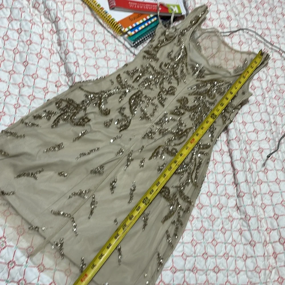 Aidan Mattox | Dresses | Aidan Mattox Sheer Gold Sequin Cocktail Dress ...